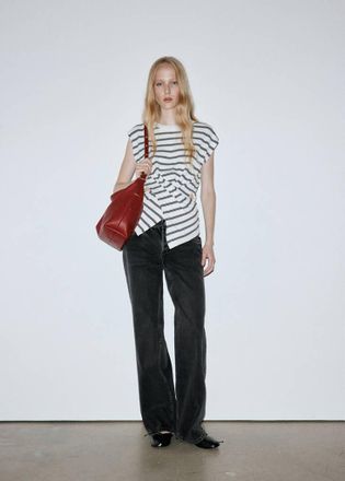 Mango Jean droit taille basse black denim - Femme - 32 - MANGO