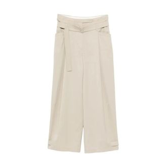 Low Classic Double Waist Hosen - - Trousers - Damen - Beige - S