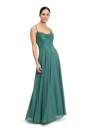 Vera Mont Damen Abendkleid mit Wasserfallausschnitt 34, Green/Silver