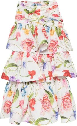 Lavi Lavi, Femme, Jupes, Multicolore, Taille: 40 FR Floral-print Tiered Skirt