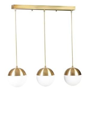 Opviq Elegant Gold & White Chandelier, Adjustable Height, Metal Body with Antique Coating, 15 cm Cap Diameter, 55 cm Base Plate | E27 Max 40W | Stylish Ligh