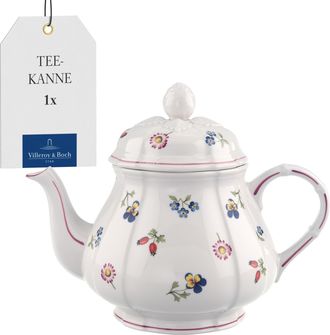 Villeroy & Boch Petite Fleur Teekanne 900 ml Wei&szlig;, Sp&uuml;lmaschinenfest, Mikrowellensicher, Kaffeekanne, Kanne mit Deckel, Porzellankanne, Bl&uuml;mchengeschirr, Premium Porz