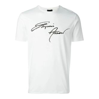 Emporio Armani Signature Print T-Shirt - - Tops - Herren - Wei&szlig; - 2XL