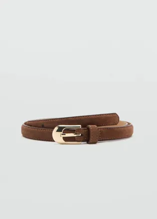 Mango Ceinture 100 % cuir bovin marron - Femme - XL - MANGO