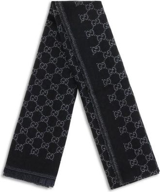 Gucci GG Monogram Merino Wool Scarf - Black