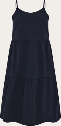 Knowledge Cotton Apparel Damen vegan Tr&auml;gerkleid Seersucker Night Sky Navy
