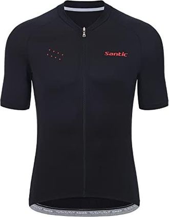 Santic Maillot de Cyclisme Hommes Manches Courtes VTT Jersey Maillot de Vélo Vetement Noir EU XL