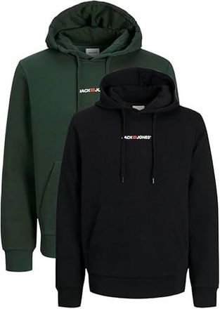 Jack & Jones JACK&JONES JJECORP Lot de 2 sweat-shirts &agrave; capuche pour homme avec logo ancien (DE/NL/SE/PL, Alphanum&eacute;rique, M, Regular, Regular, Black)