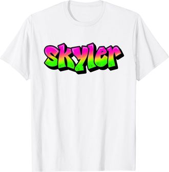 BDAZ Skyler Graffiti Personalisierter Name Gr&uuml;n Rosa Frauen M&auml;dchen T-Shirt