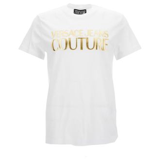 Versace Jeans Couture Homme, Tops, Blanc, Taille: S T-shirt en Coton avec Logo Imprimé