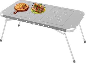 Generico Klapptisch mit Tablett, tragbar, zusammenklappbar, aus Aluminiumlegierung, Campingtisch, f&uuml;r Familientreffen, Garten, Sport, Terrasse, Picknick, Rasen