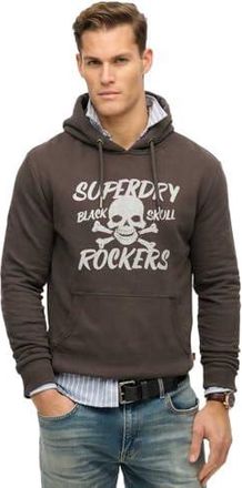 Superdry Veste à capuche noire pour homme avec tête de mort, Noir Bison, M