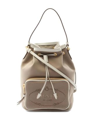 Prada sac seau en cuir à lien de resserrage (années 2010) - Tons neutres