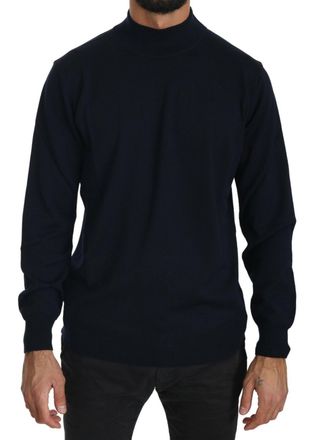 Mila Schön Mock-Neck-Pullover in einfarbigem Marineblau