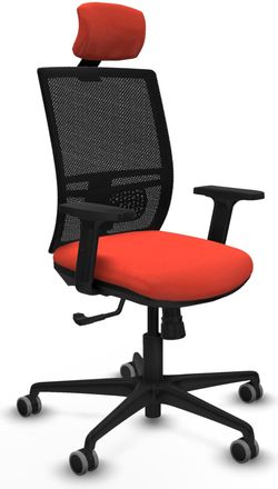 Piqueras y Crespo 2D-Armlehnen, h&ouml;henverstellbare Lendenwirbelst&uuml;tze und h&ouml;henverstellbares Kopfteil, ausgestattet mit 4 Positionen und Schneideschaum, Schwarz/Dunkelor