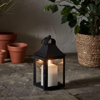 Lights4fun Metall Laterne Albury mit Fernbedienung und TruGlow LED Kerze Au&szlig;enbereich 25cm