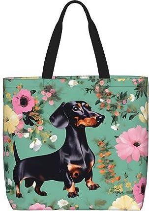 Generic Fleurs De Teckel Sac A Main Femme L&eacute;ger Tote Bag Grand Sac Fourre-Tout Pour Voyage Shopping Quotidienne