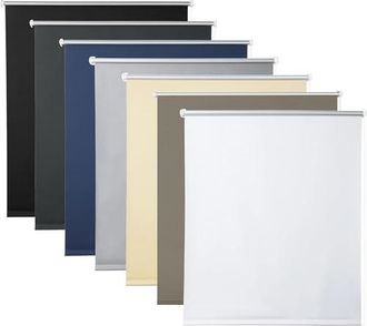 Woltu Store Occultant Enrouleur sans Perçage, Rideau Opaque avec Revêtement dargent, Protection de Vie Privée & Protection Soleil, pour Fenêtre ou Porte, 12