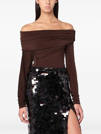 Andamane haut froncé à épaules dénudées - Marron