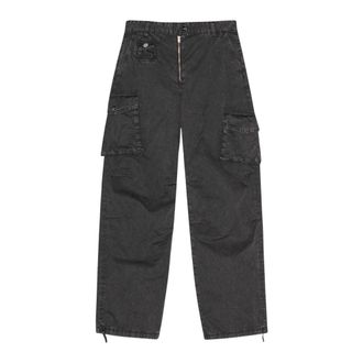 Ganni Washed Twill Hosen - - Trousers - Damen - Schwarzk - S