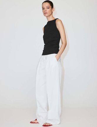 Mango Top en coton drap&eacute; noir - Femme - XXS - MANGO