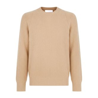 Amaranto Rippstrick-Pullover mit Rundhalsausschnitt - - Knitwear - Herren - Beige - S