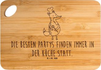Mr. & Mrs. Panda Bambus - Schneidebrett Fuchs Koch - Geschenk, F&uuml;chse, K&uuml;chenbrett, Party Spruch, Bretter, K&ouml;che, Holz Bretter, witzig, Schneidebrett