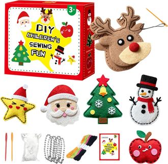 Generic Kinder N&auml;hbasteln | Bastle 6 St&uuml;cke Weihnachtsbaumdekoration,Spa&szlig;iges N&auml;hset F&uuml;r Weihnachten,F&uuml;r Kinder Kindergarten Feiertag Fenster Party Baum Saiso