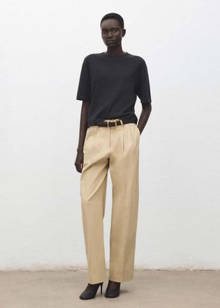 Mango Pull-over laine manches courtes gris chin&eacute; moyen - Femme - XS - MANGO