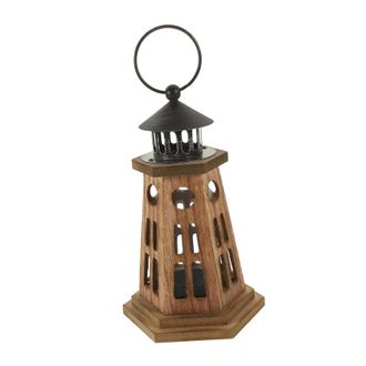 Pretyzoom Vintage Kerzenhalter Aus Holz Leuchtturm Design Schreibtischdeko Wohnraum Kerzenst&auml;nder Geschenk