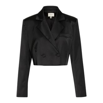 Gestuz Kurzer Schwarzer Blazer mit Breitem Kragen - - Jackets - Damen - Schwarzk - XL