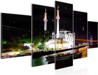 Runa Art Bild Wohnzimmer Schlafzimmer Istanbul T&uuml;rkei 5 Teilig Moschee Schwarz Weiss Wandbilder auf Vlies Leinwand 602053a