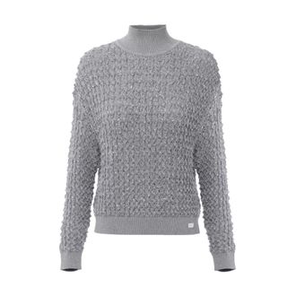 Elisabetta Franchi Femme, Pulls, Gris, Taille: 40 FR Pull &agrave; col montant boucl&eacute; avec sequins