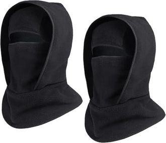 Generic Cagoule dhiver r&eacute;glable, coupe-vent thermique, masque facial pour cyclisme, camping, sports de plein air, cache-cou multifonction, Noir x 2, Taille un