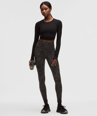 lululemon Fast and Free Leggings mit hohem Bund 5 Taschen f&uuml;r Frauen - 71 cm - Camo - Gr&ouml;&szlig;e 10