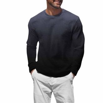 Generic DENGJIAMY Chemises gaufr&eacute;es pour homme, T-shirt &agrave; manches longues d&eacute;grad&eacute;, v&ecirc;tements tendance, t-shirts d&eacute;contract&eacute;s &agrave; col rond, hauts de printemps cl