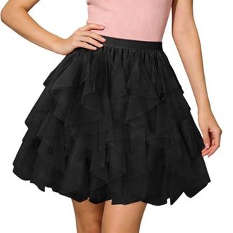 Generic Jupe Tulle Femme Tutu Jupe Jupes Femme Mini Festive &Eacute;t&eacute; - en Tulle &Eacute;tag&eacute;e A-Line Fluide pour Cosplay, Festivals Ou Journ&eacute;es Chaudes Ensoleill&eacute;es