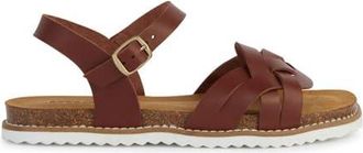 Geox Femme D Leuca A Sandales Plates, Cognac, 39 EU