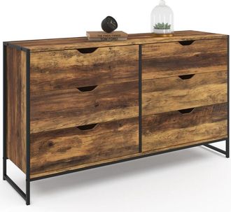 IDMarket Commode 6 tiroirs HAWKINS XXL 140 cm design industriel