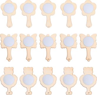 FOMIYES 15 St&uuml;ck DIY Holzform Spiegel Kinder DIY Handbemalte Handarbeiten Spiegel Unlackiert Handspiegel f&uuml;r Kinder DIY (zuf&auml;llige Stil), 13x8cm, 191754WWR7