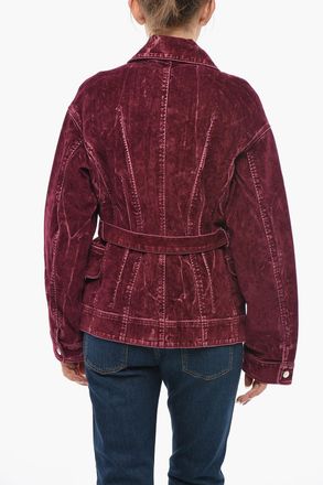 Stella McCartney Stretch Denim Jacket with Velvety Finish and Belt Stella McCartney