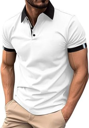 Generic Chemise de sport boutonnée à manches courtes pour homme 2026, blanc, XXL