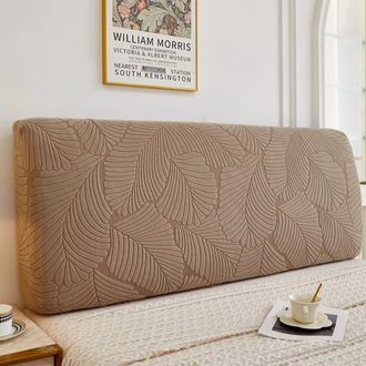 Generic Gepr&auml;gter blattf&ouml;rmiger Stretch Bettbezug (Bettkopfteil Bezug Stretch staubdicht) f&uuml;r Queen Cal King und Kopfteil Bezug Betten Kaffee VOLLST&Auml;NDIG: 120