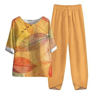 Generic Ensemble de V&ecirc;tements 2 Pi&egrave;ces Femme Elegante D&eacute;t&eacute; Imprim&eacute; Floral T-Shirt Manches 3/4 + Pantalon Large Taille Haute Pas Cher DInt&eacute;rieur Jogging Tenue 