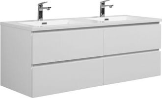 Badplaats Badezimmer Badm&ouml;bel-Set Angela 140cm - Hochglanz Wei&szlig; - Untersch