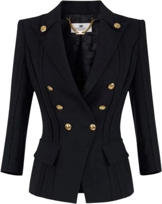 Elisabetta Franchi Femme, Vestes, Noir, Taille: 42 FR Veste Cr&ecirc;pe Double Stretch
