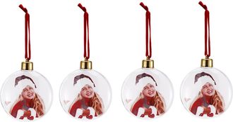 Cabilock 4 Stück Weihnachtsbaum-Anhänger vierte Weihnachts-Hüpfburgen Weihnachtskugeln mit Foto Christbaum anhänger christbaumanhänger Festival-Fotorahmen Weih