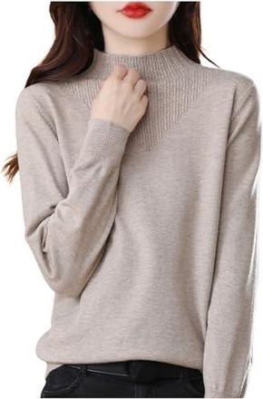 Generic Pull &agrave; manches longues et col rond doux et chaud en tricot pour femme Automne Hiver Sous-v&ecirc;tement long, kaki, XXL