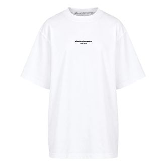 Alexander Wang T-Shirt mit Logo-Print und kurzen &Auml;rmeln - - Tops - Damen - Wei&szlig; - L