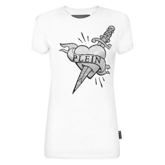 Philipp Plein Femme, Tops, Blanc, Taille: 44 FR T-Shirt Slim Fit Love